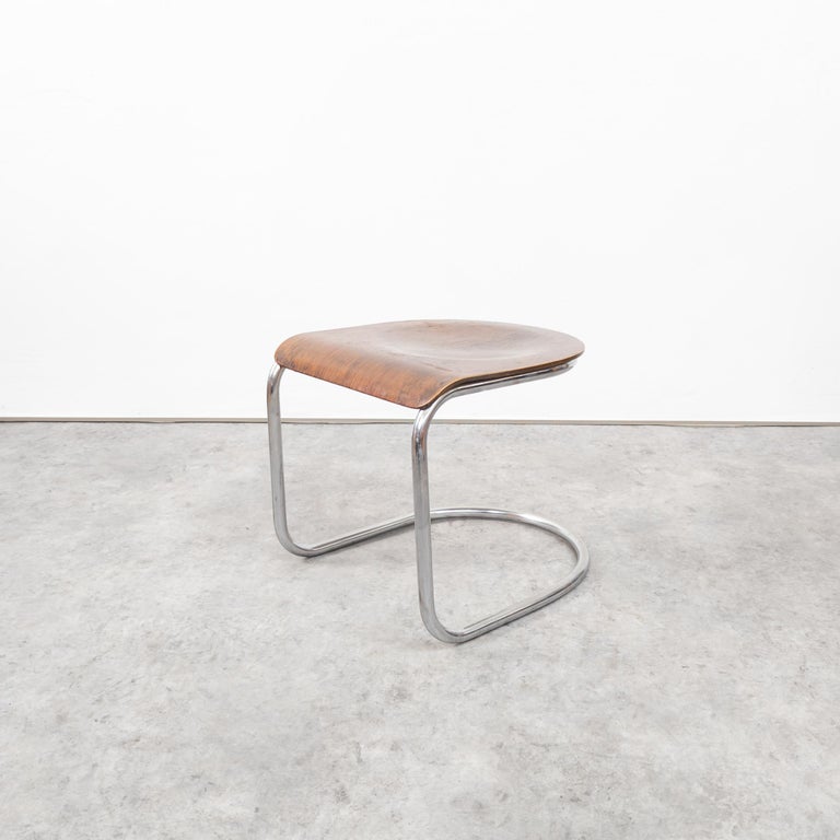 Bauhaus Tubular Steel Cantilever Stool by Vichr For Sale at 1stDibs