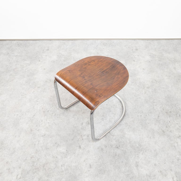 Bauhaus Tubular Steel Cantilever Stool by Vichr For Sale at 1stDibs