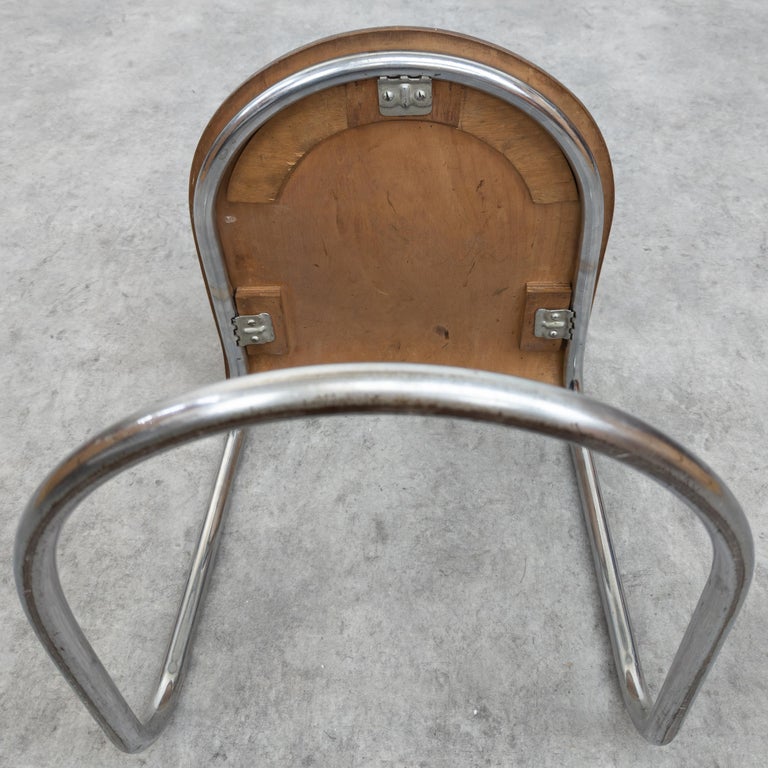 Bauhaus Tubular Steel Cantilever Stool by Vichr For Sale at 1stDibs