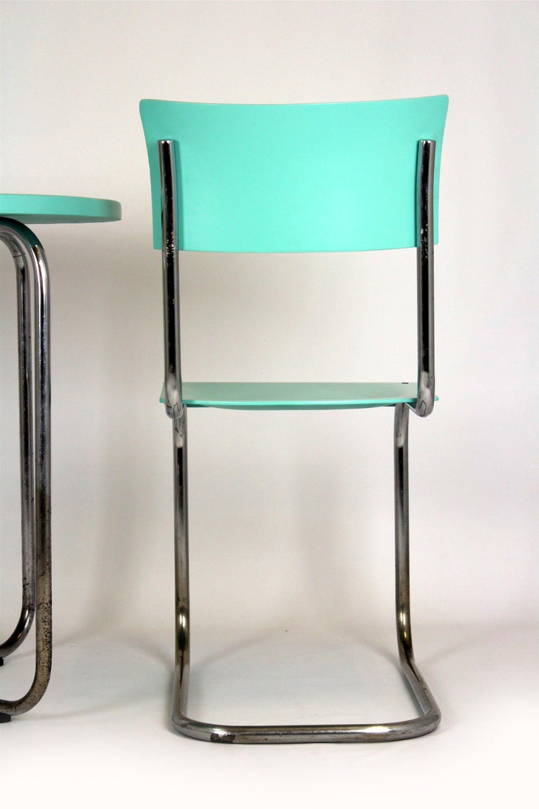 Bauhaus Tubular Steel Set, Round Table and Chair by Mart Stam, 1930s ...