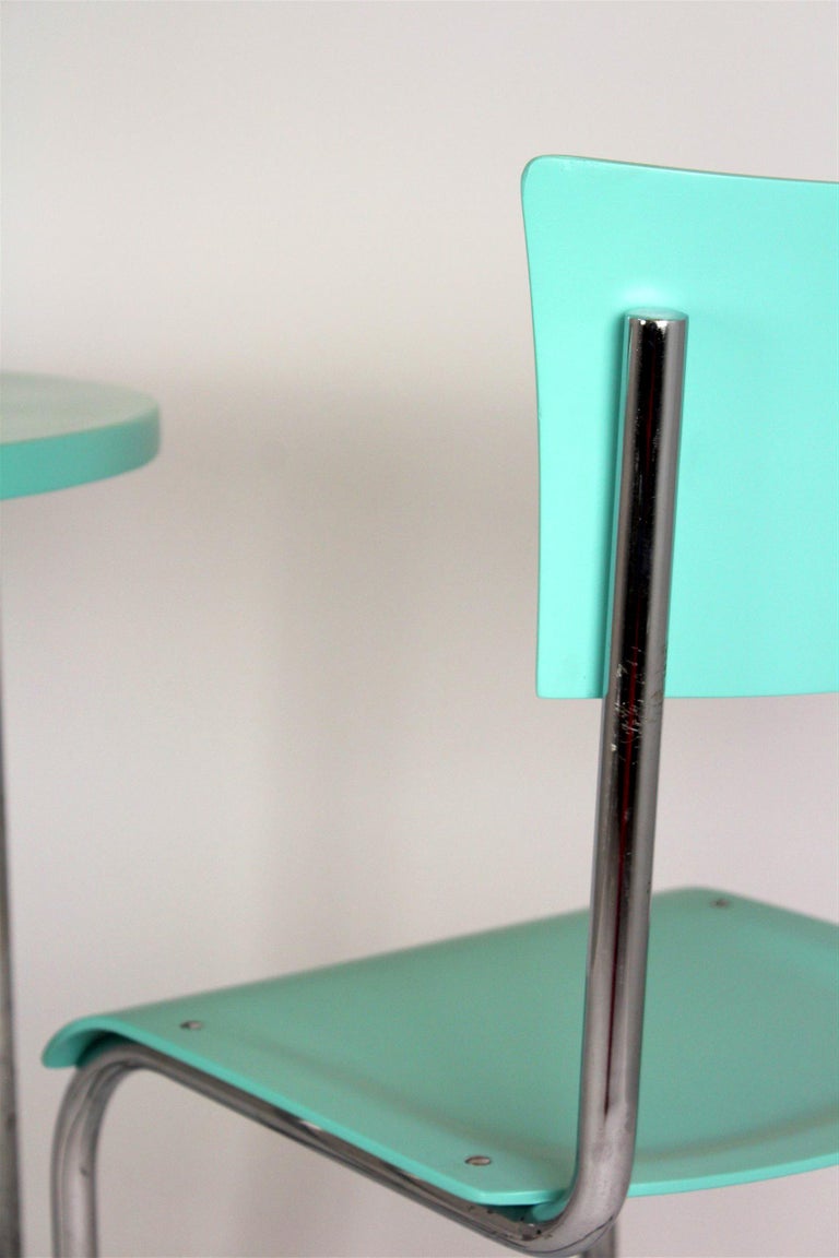 Bauhaus Tubular Steel Set, Round Table and Chair by Mart Stam, 1930s ...