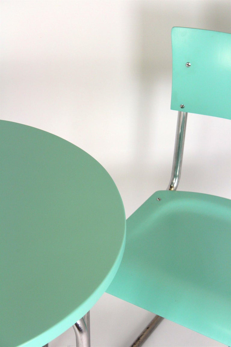 Bauhaus Tubular Steel Set, Round Table and Chair by Mart Stam, 1930s ...