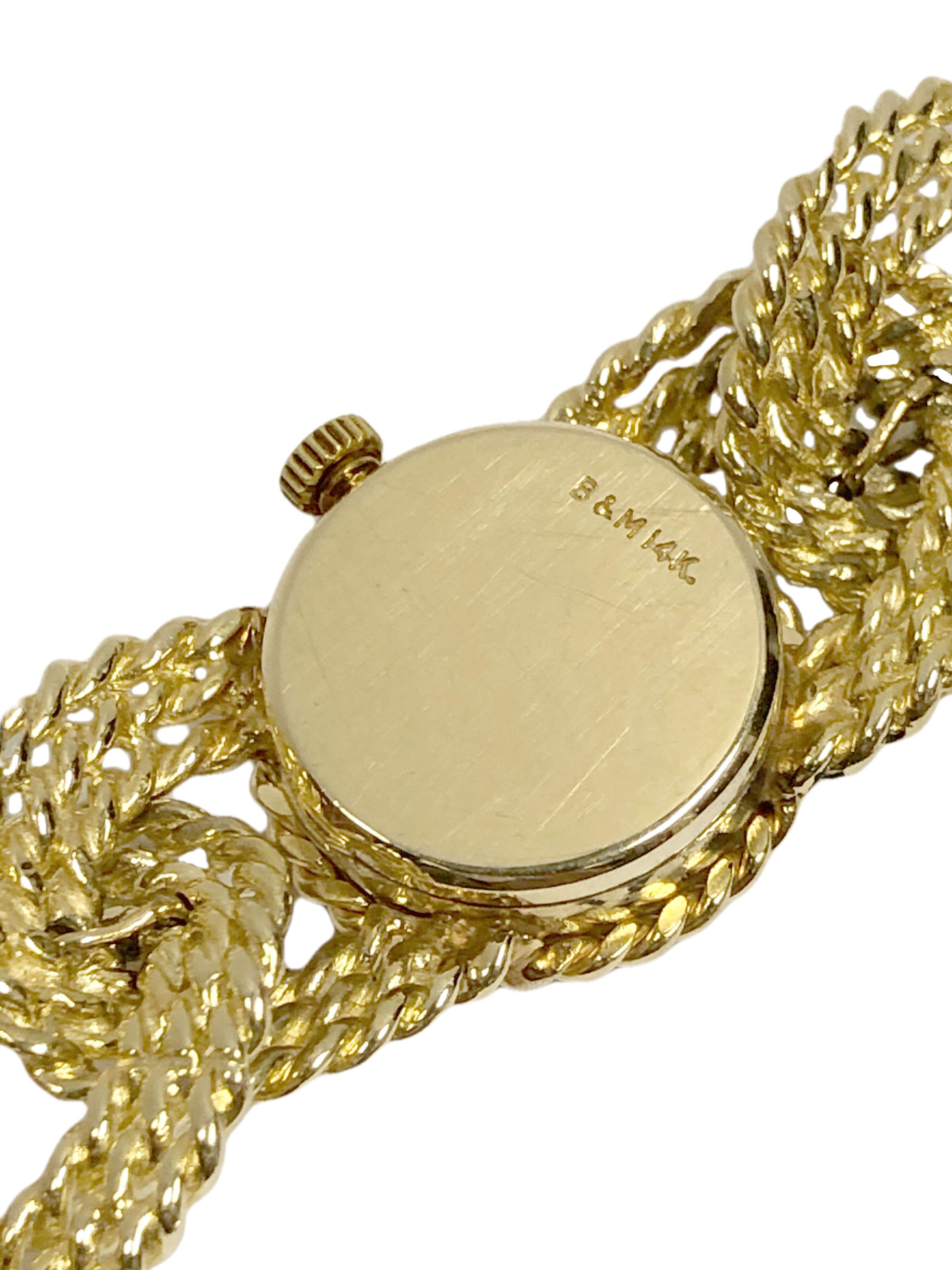 Baum and Mercier Vintage Yellow Gold Twisted Rope Bracelet Watch at ...