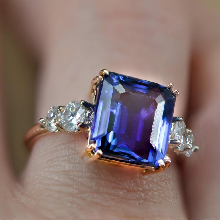 Baume Creation 6 Carats Tanzanite Diamonds Rose Gold Ring For Sale at ...