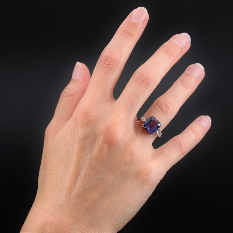 Baume Creation 6 Carats Tanzanite Diamonds Rose Gold Ring For Sale at ...
