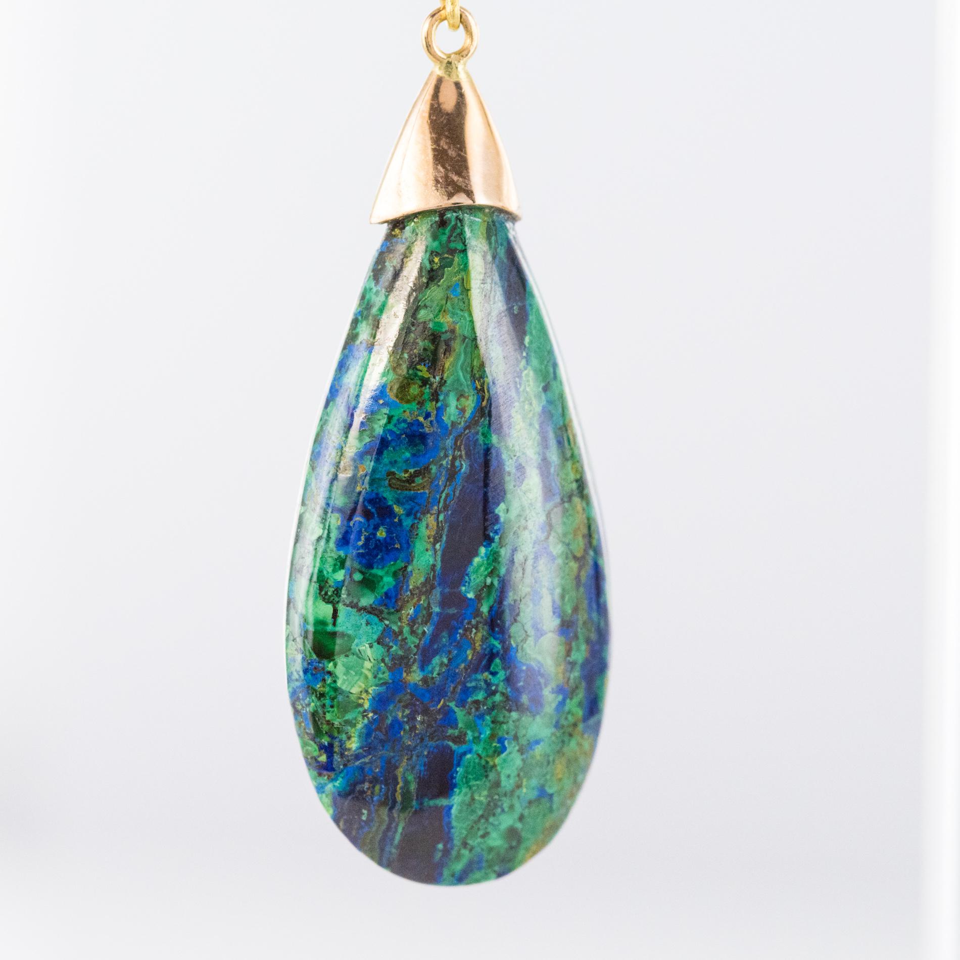 Creation Azurmalachite Malachite 18 Karat Yellow Gold Pendant Earrings ...