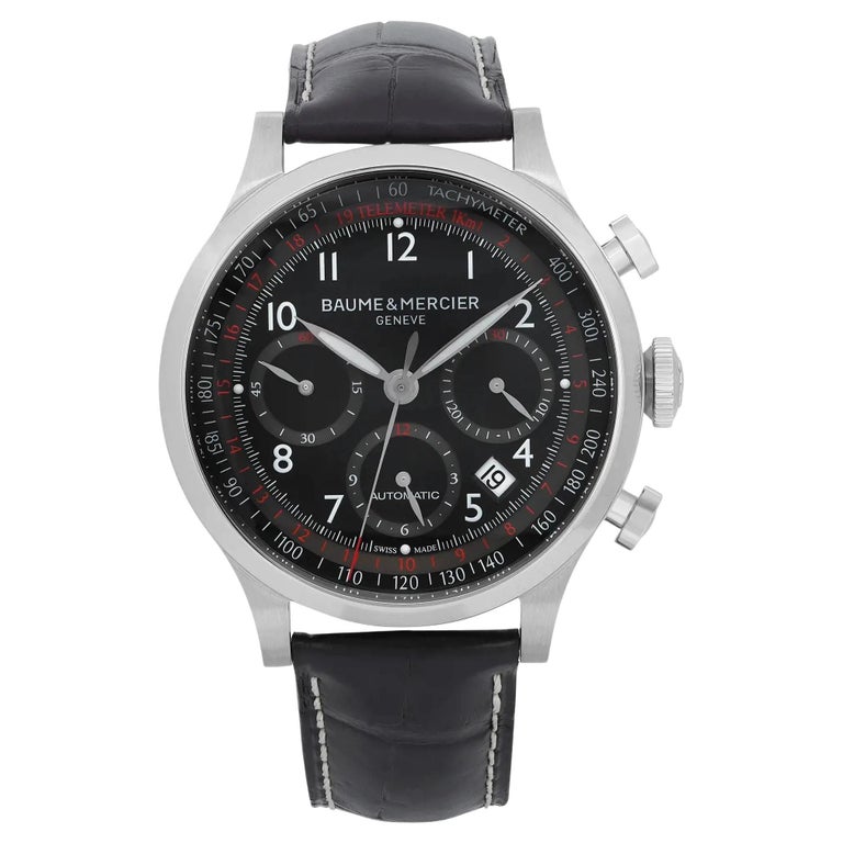 Baume Et Mercier Capeland Chronograph Steel Black Dial Automatic Watch ...