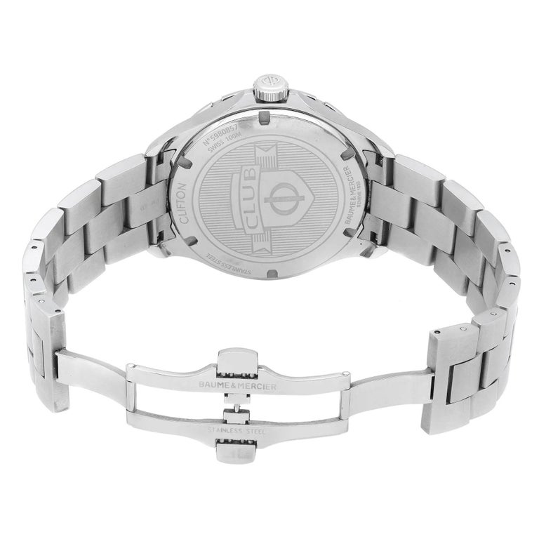 Baume et Mercier Clifton 42mm Steel Black Dial Automatic Mens Watch ...