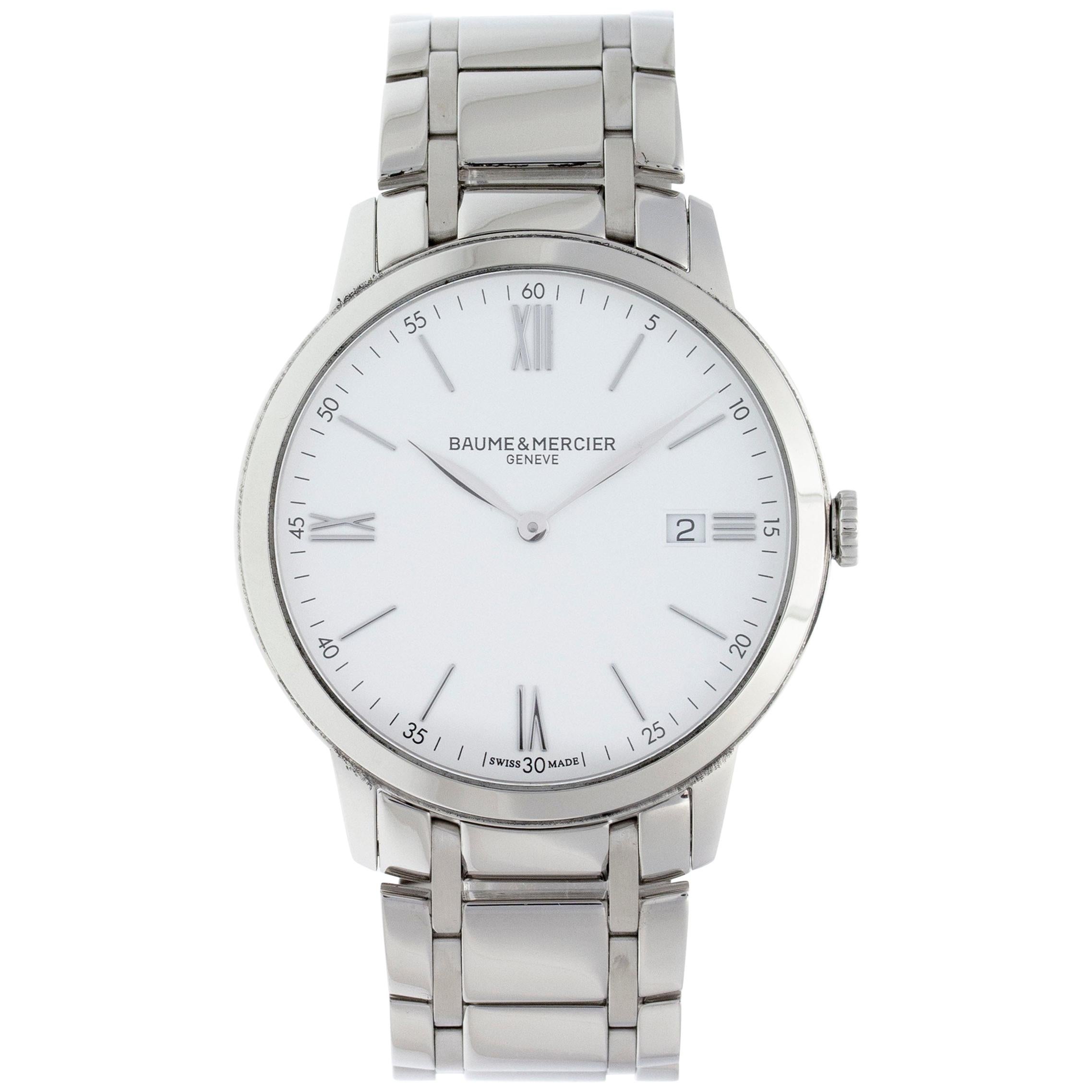 Baume et Mercier Classima White Roman Dial Steel Quartz Ladies Watch ...