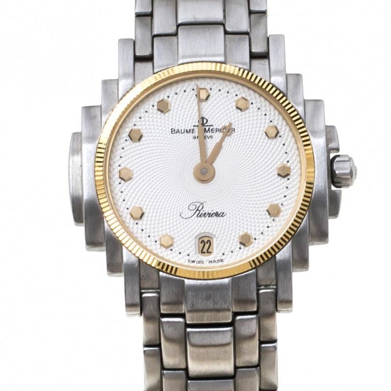 Baume and Mercier White Two-Tone Riviera 5236.018.3 Women's Wristwatch ...