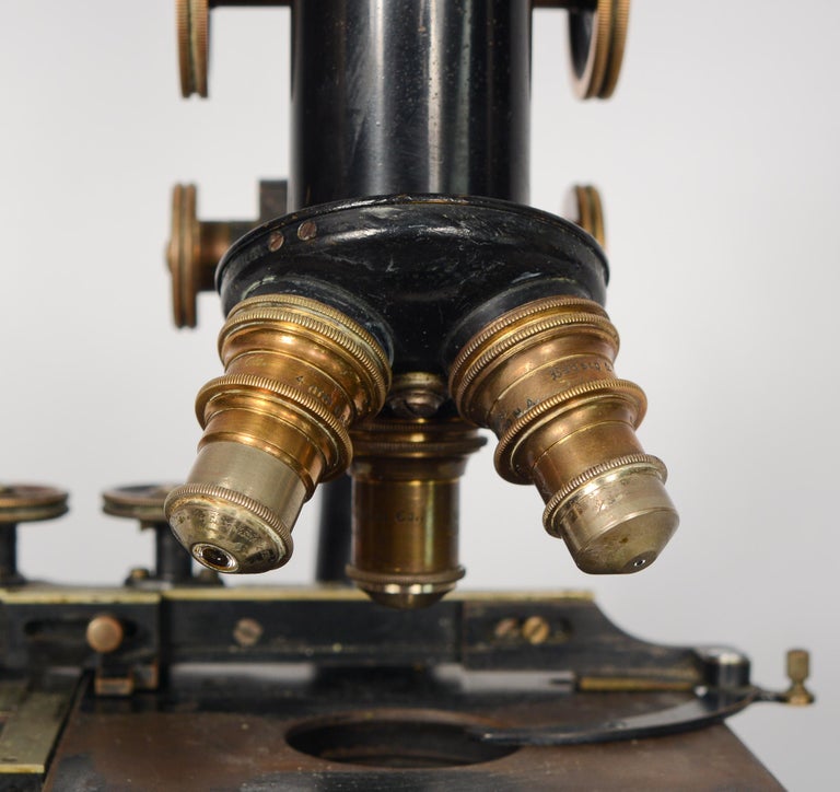 Bausch and Lomb Antique Brass and Iron Microscope For Sale at 1stDibs