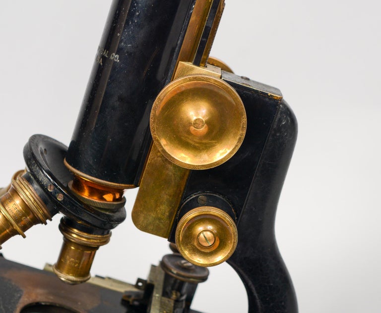 Bausch and Lomb Antique Brass and Iron Microscope For Sale at 1stDibs
