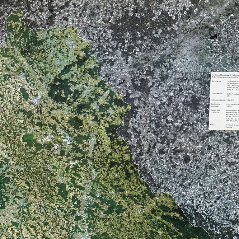 Bavaria in Satellite Image Vintage Mural Rollable Wall Chart Poster ...