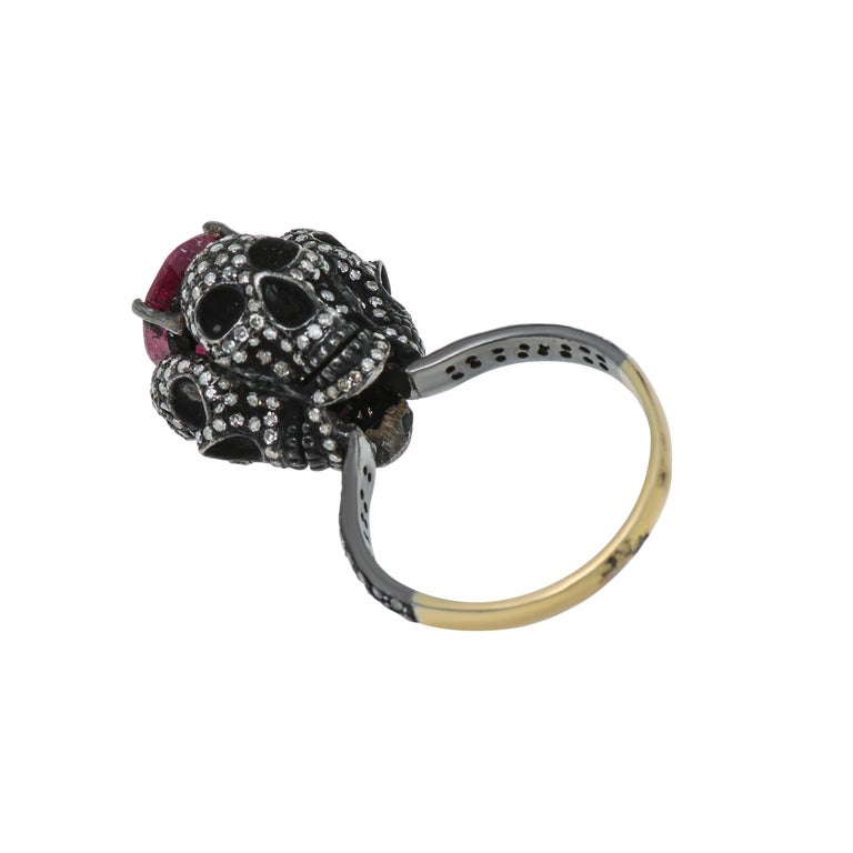 Bavna 14k Gold, Tourmaline and Diamond Statement Ring For Sale at 1stDibs