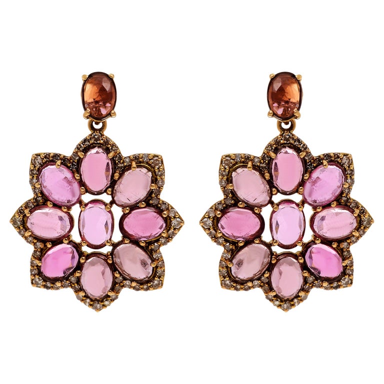 Bavna 18k Rose Gold, Tourmaline and Diamond Drop Earrings For Sale at ...