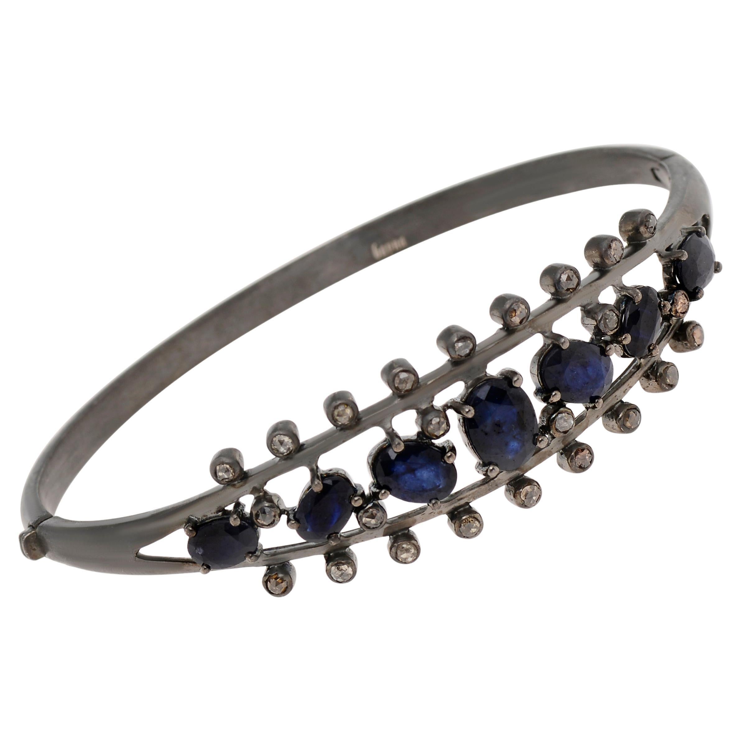 Miriam Salat Navy Blue Sterling Silver Star Bangle For Sale at 1stDibs ...