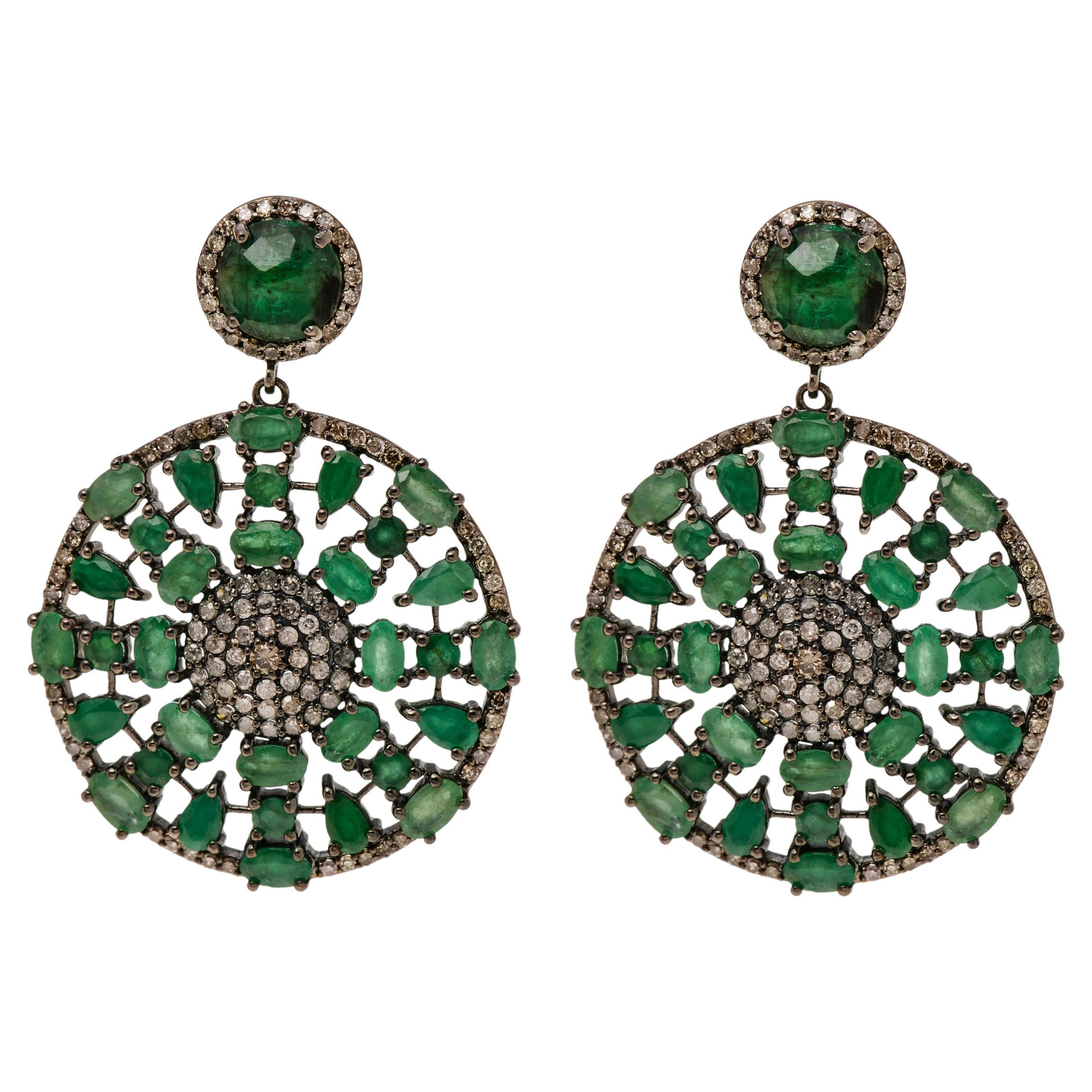 Bavna Sterling Silver, Ruby and Diamond Drop Earrings For Sale at 1stDibs