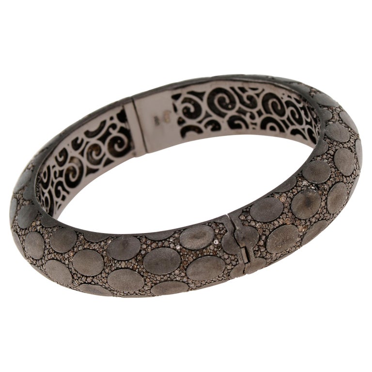 Bavna Sterling Silver Pave Diamond Bangle Bracelet For Sale at 1stDibs