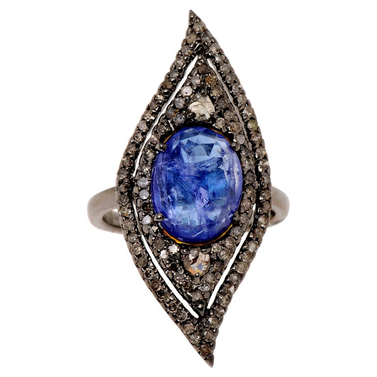 Bavna Sterling Silver Tanzanite and Diamonds Ring For Sale at 1stDibs