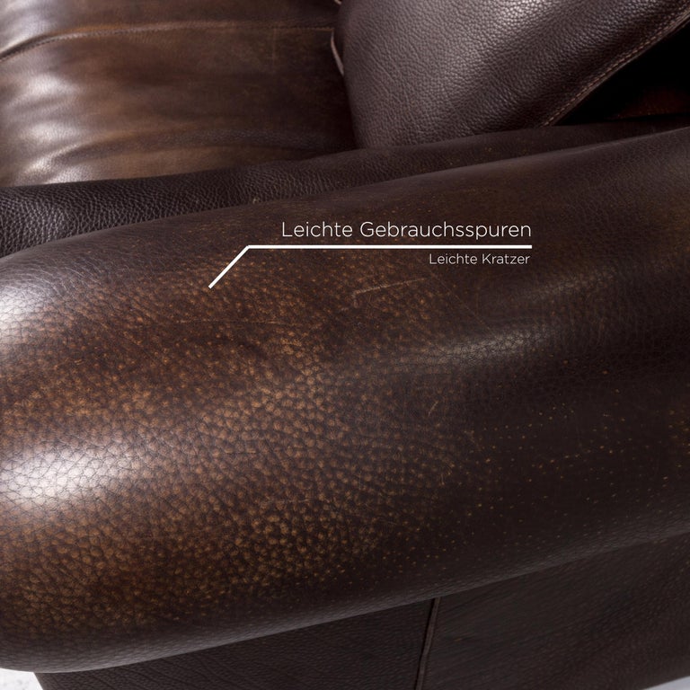 Baxter Alfred Leather Sofa Set Brown Dark Brown 2 Two-Seat Retro ...