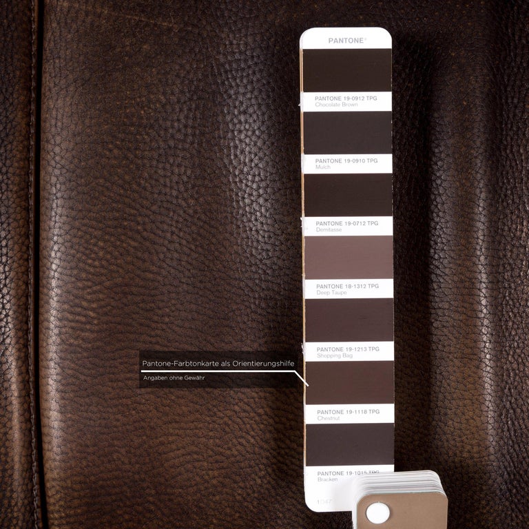 Baxter Alfred Leather Sofa Set Brown Dark Brown 2 Two-Seat Retro ...