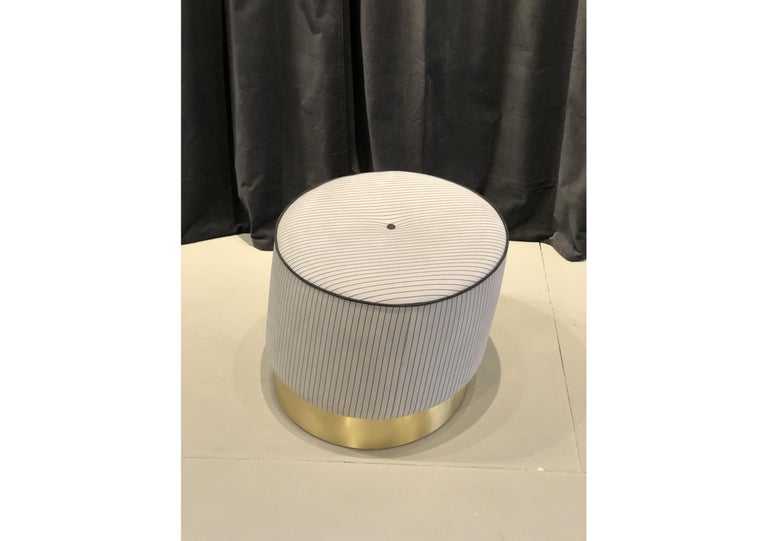 A Pair of Anais Texture Leather Brass Base Ottomans by Draga and Aurel ...