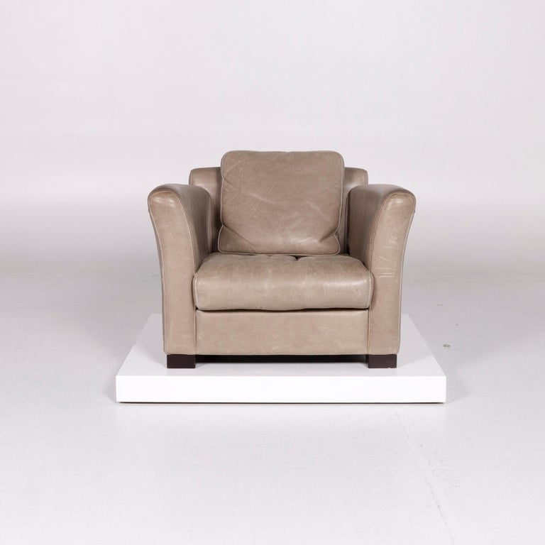 Baxter Diner Anilin Leather Armchair Gray at 1stDibs
