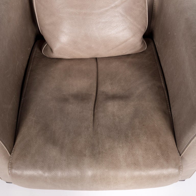 Baxter Diner Anilin Leather Armchair Gray at 1stDibs