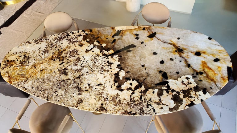 Baxter Lagos Table Patagonia Granite Top Antiqued Brass Legs For Sale ...