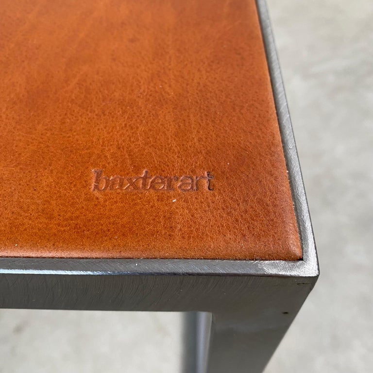 Baxter Square Cognac Brown Leather Coffee Table Side Table "Trinity ...