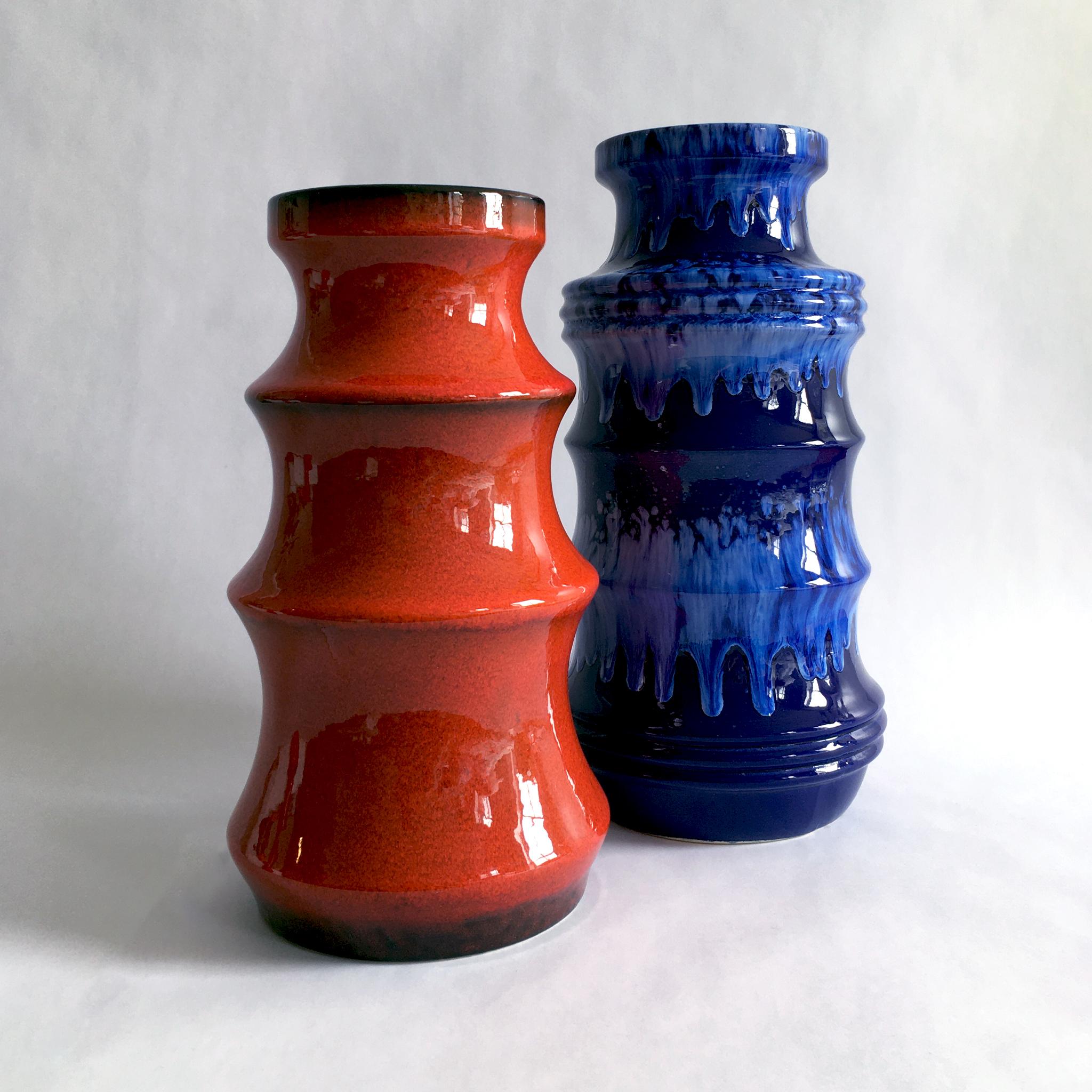 Bay Keramik Fire Red Tiered Vase, 1960s For Sale at 1stDibs