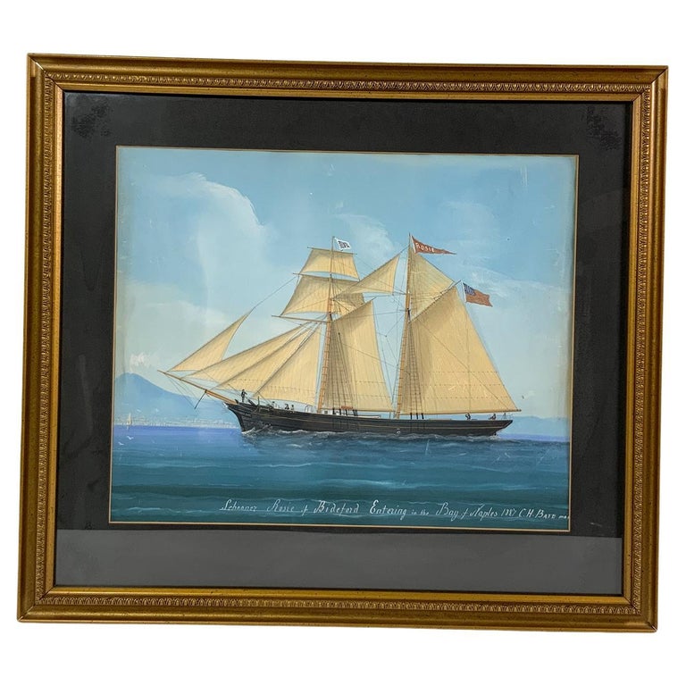 Bay Of Naples Brigantine Painting For Sale at 1stDibs