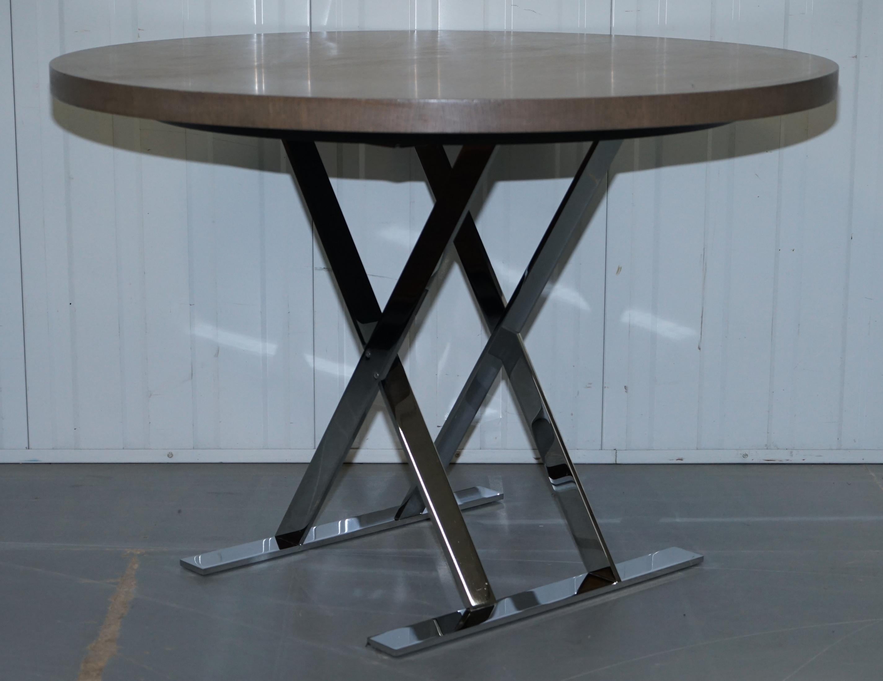 B&B Italaia Maxalto Smt11LB Simplice Pathos Chrome Round Dining Table ...