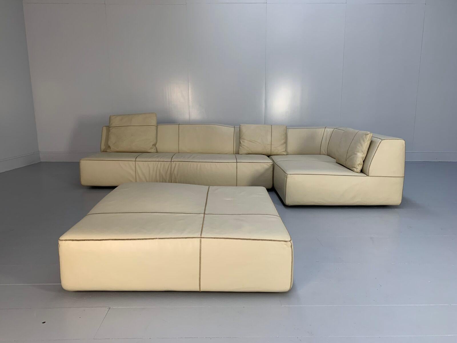 B&B Italia "Bend" L-Shape Sofa and Ottoman - In Ivory "Gamma" Leather ...