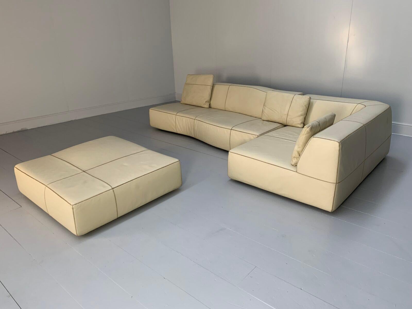 B&B Italia "Bend" L-Shape Sofa and Ottoman - In Ivory "Gamma" Leather ...
