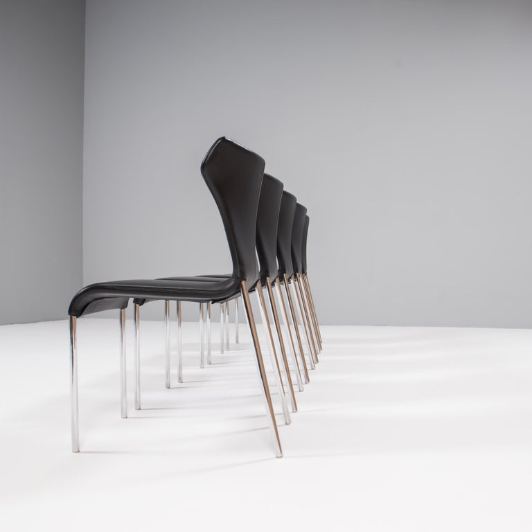 B&B Italia by Naoto Fukasawa Papilio Black Leather Dining Chairs, Set ...