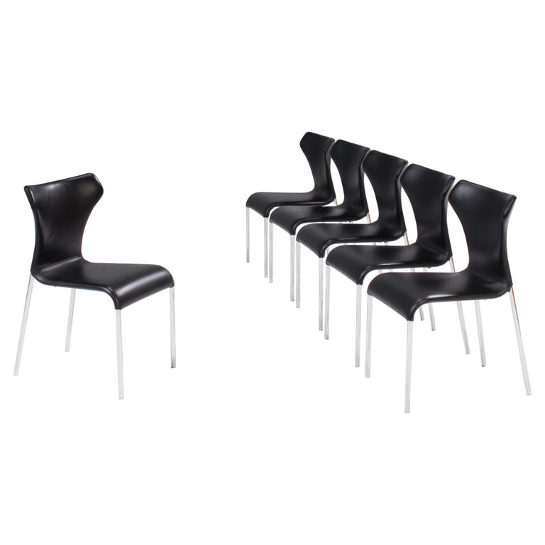 B&B Italia by Naoto Fukasawa Papilio Black Leather Dining Chairs, Set ...