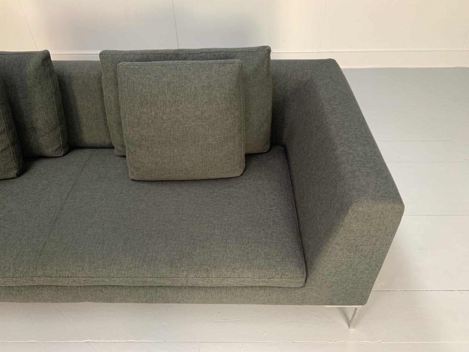 B&B Italia “Charles CH230” 3-Seat Sofa, in Dark Grey Woven Fabric at ...