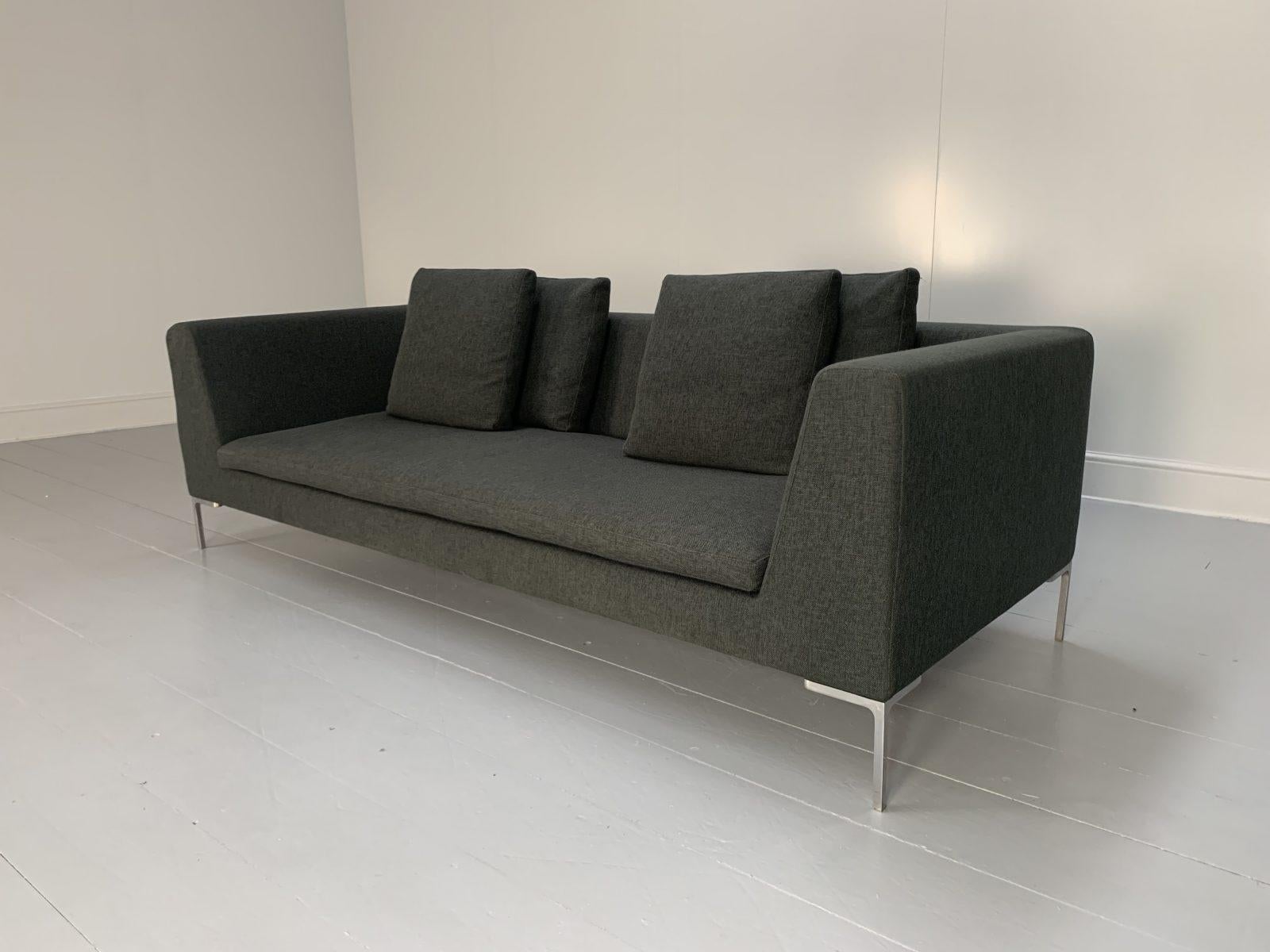 B&B Italia “Charles CH230” 3-Seat Sofa, in Dark Grey Woven Fabric at ...