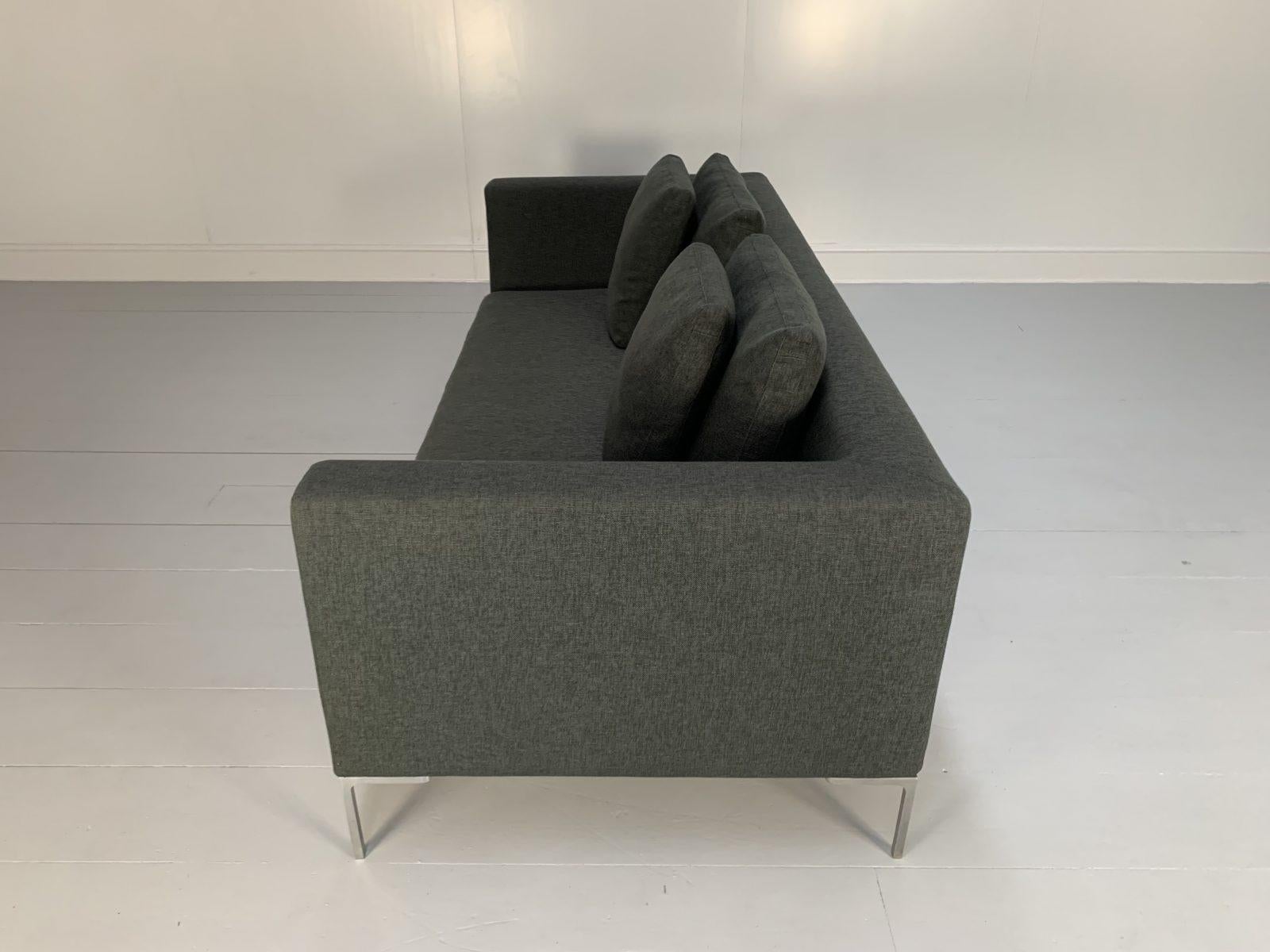B&B Italia “Charles CH230” 3-Seat Sofa, in Dark Grey Woven Fabric at ...