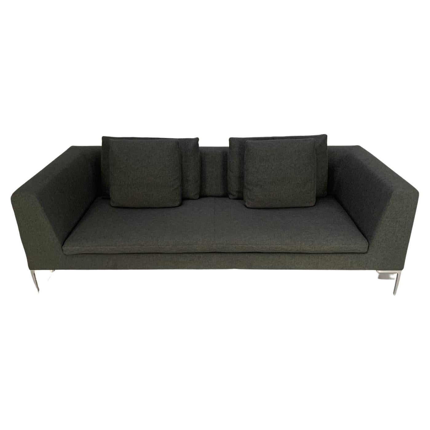 B&B Italia “Charles CH230” 3-Seat Sofa, in Dark Grey Woven Fabric at ...