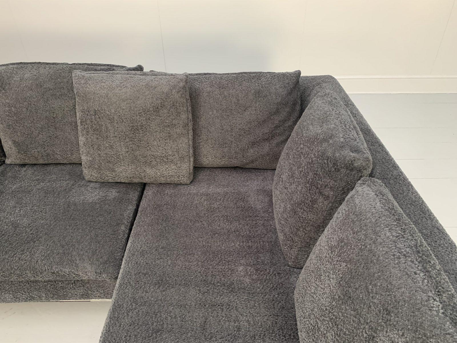 B&B Italia “Charles” L-Shape Sofa – In Dark Grey Boucle For Sale at 1stDibs