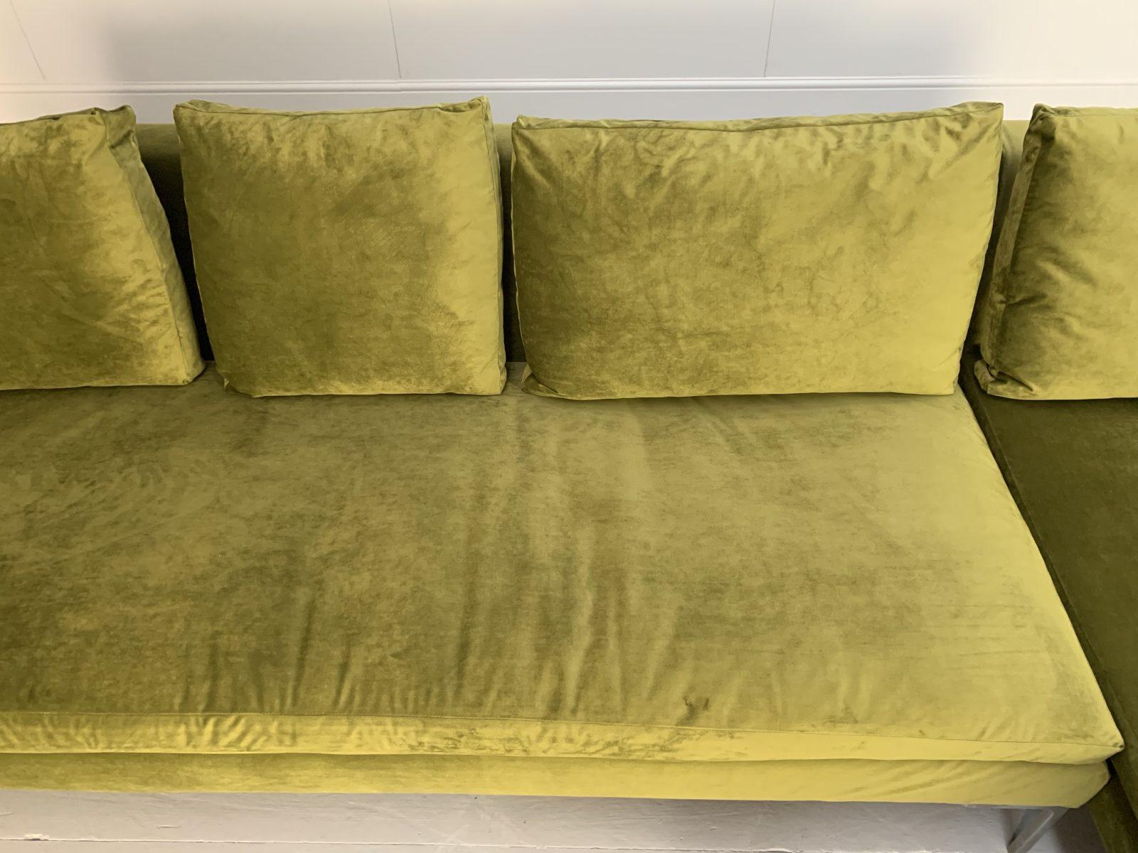 B&B Italia “Charles” L-Shape Sofa, in Mid-Green Velvet For Sale at 1stDibs