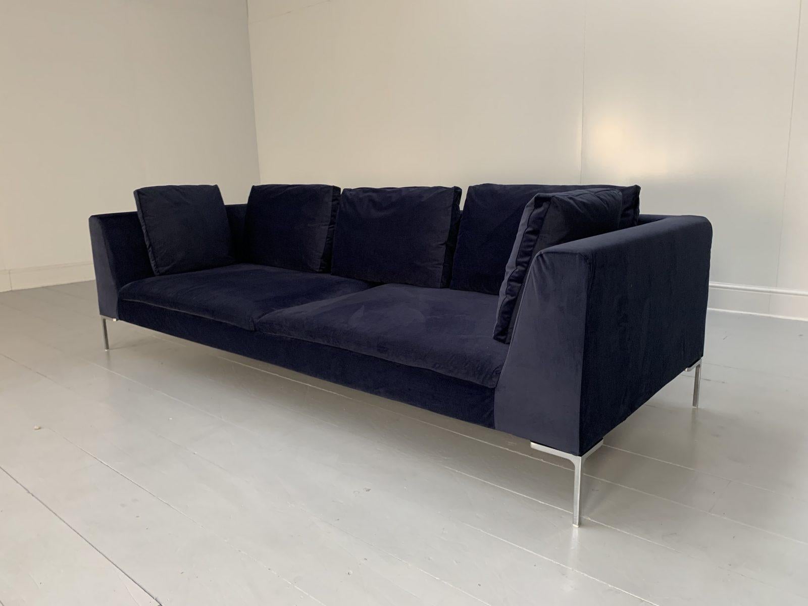 B&B Italia “Charles Large CL270” 4-Seat Sofa – in Navy Blue Velvet For ...