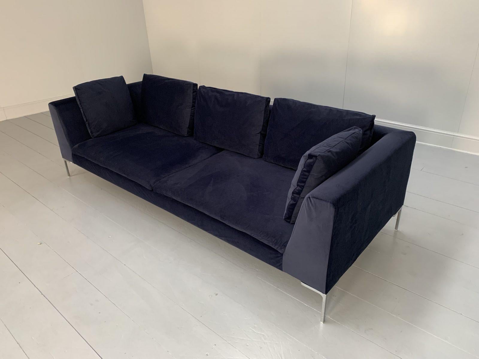B&B Italia “Charles Large CL270” 4-Seat Sofa – in Navy Blue Velvet For ...