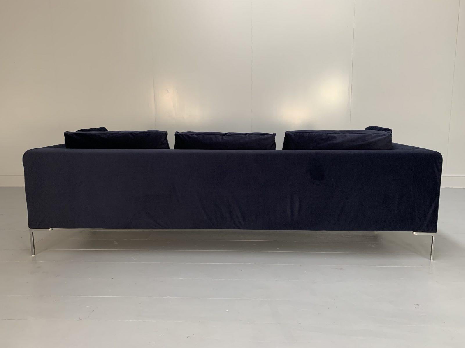 B&B Italia “Charles Large CL270” 4-Seat Sofa – in Navy Blue Velvet For ...