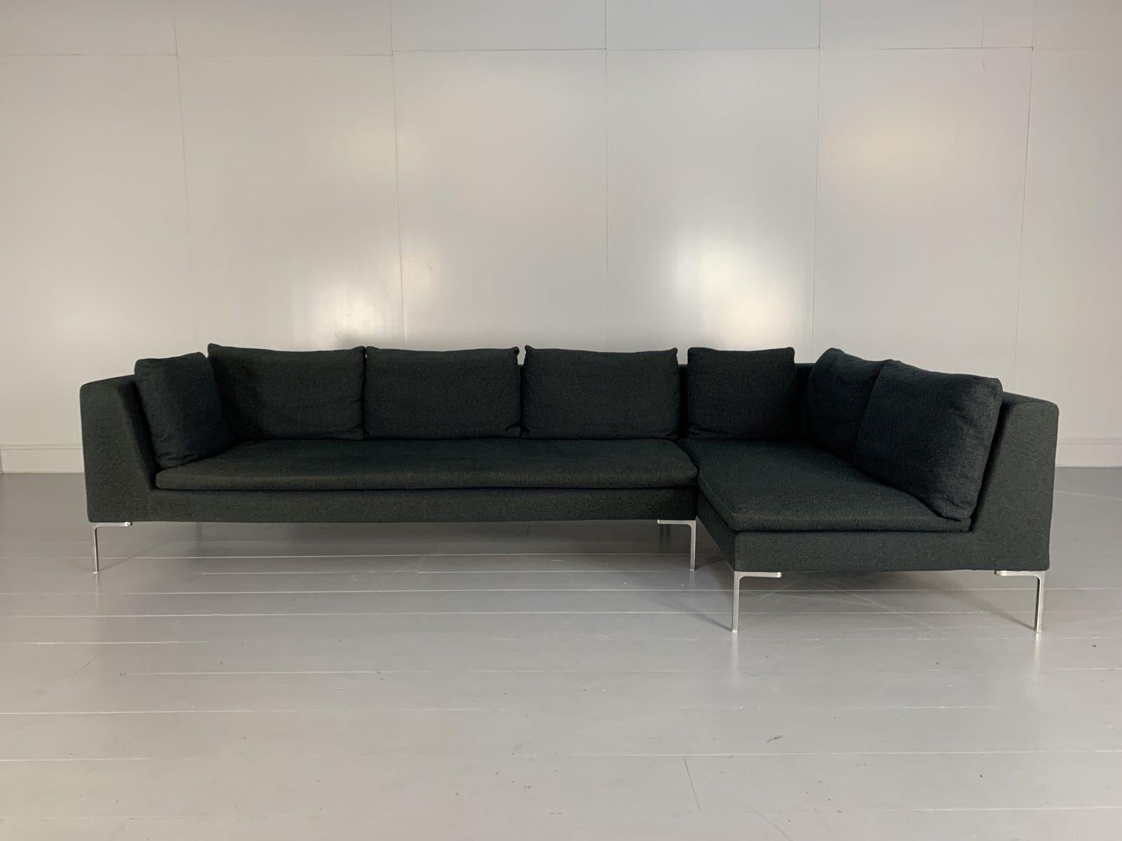 B&B Italia “Charles” Sofa, 5-Seat L-Shape, in Blue Grey Fabric For Sale ...