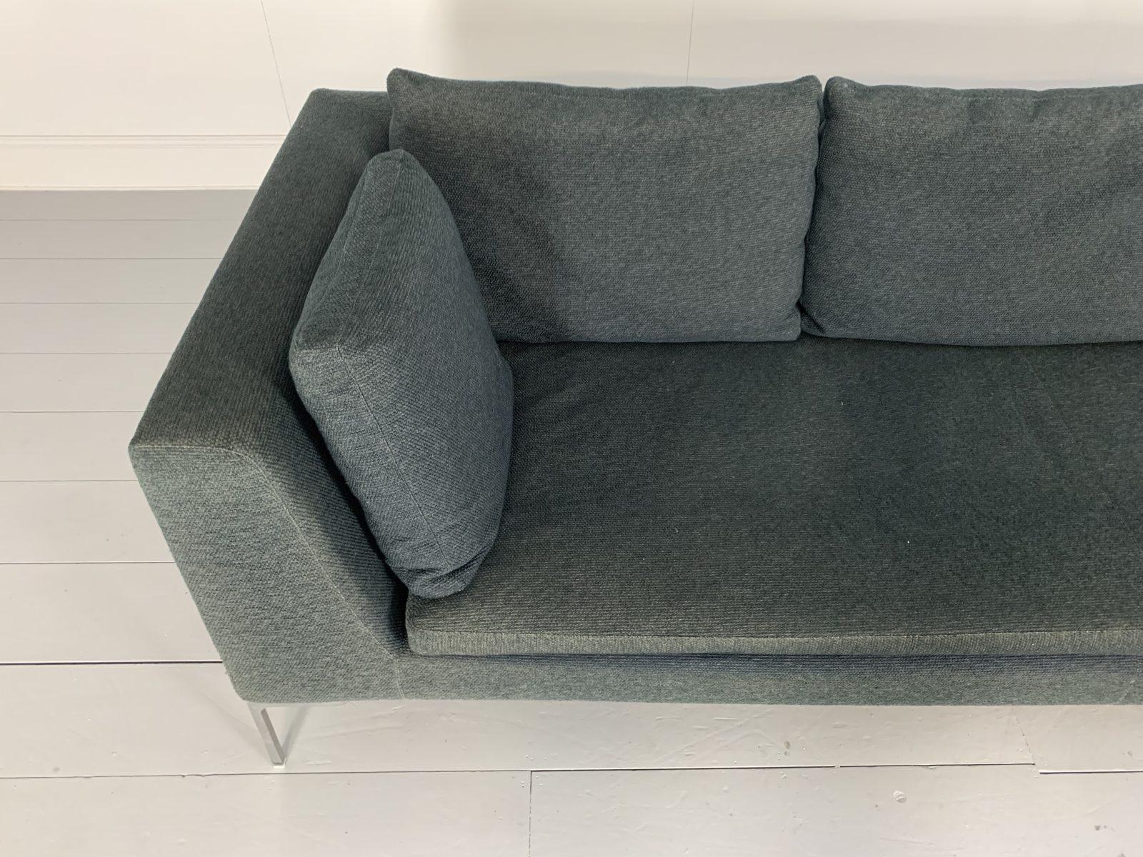 B&B Italia “Charles” Sofa – 5-Seat L-Shape – In Blue Grey Fabric For ...