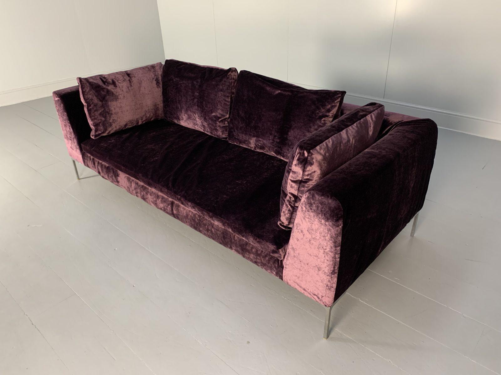 B&B Italia “Charles” Sofa – “Ch230” 3-Seat – in Purple Velvet For Sale ...