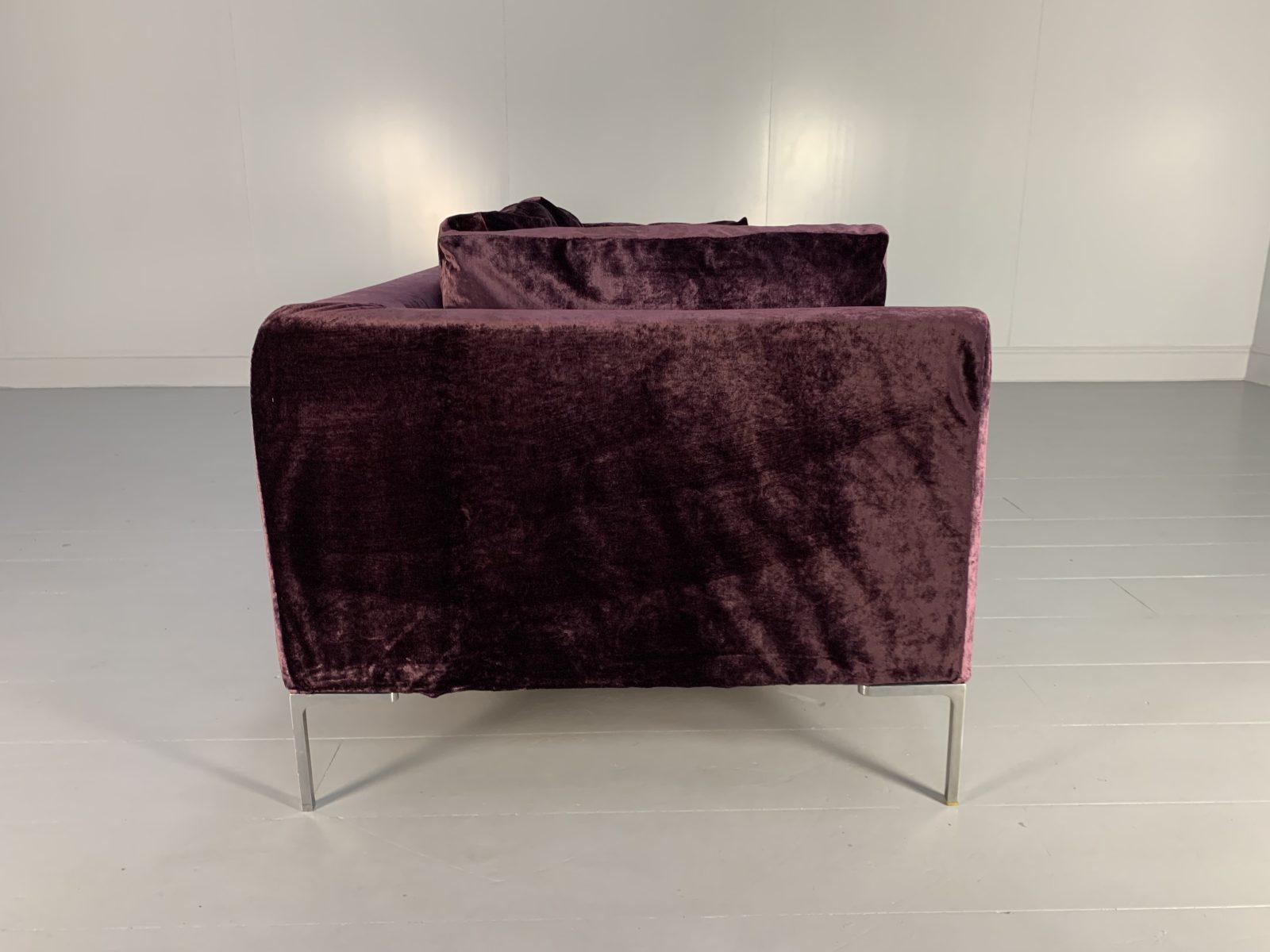 B&B Italia “Charles” Sofa – “Ch230” 3-Seat – in Purple Velvet For Sale ...